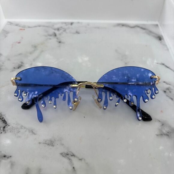 Unbranded | Accessories | Unisex Blue Rimless Dripping Sunglasses ...